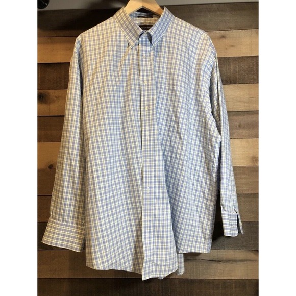 Lands' End | Shirts | Lands End Mens Shirt Long Sleeve Blue Green Plaid ...